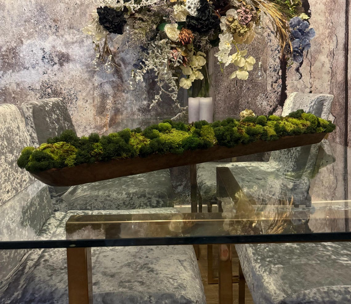 Large Preserved Moss Table Centerpiece in Wood Bowl - 39” Moss Decor - Etsy