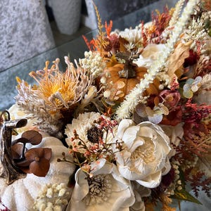 Extra Large Fall Centerpiece: Pumpkin & Sola Wood Flower Arrangement - Etsy