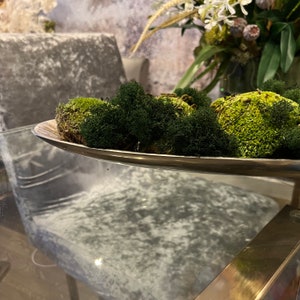 Moss Decor in Metal Bowl, Preserved Moss, Moss Table Centerpiece, Home ...