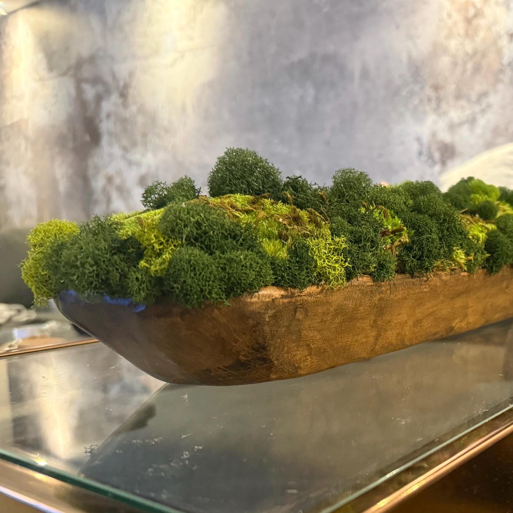 Large Preserved Moss Table Centerpiece in Wood Bowl - 39” Moss Decor - Etsy