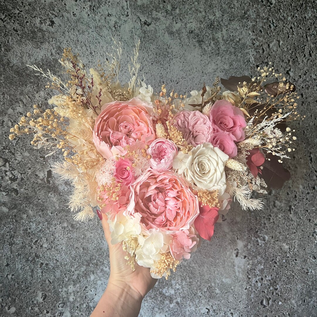 Forever Roses and Peonies Heart Box, Valentine’s Day Flowers, Preserved ...