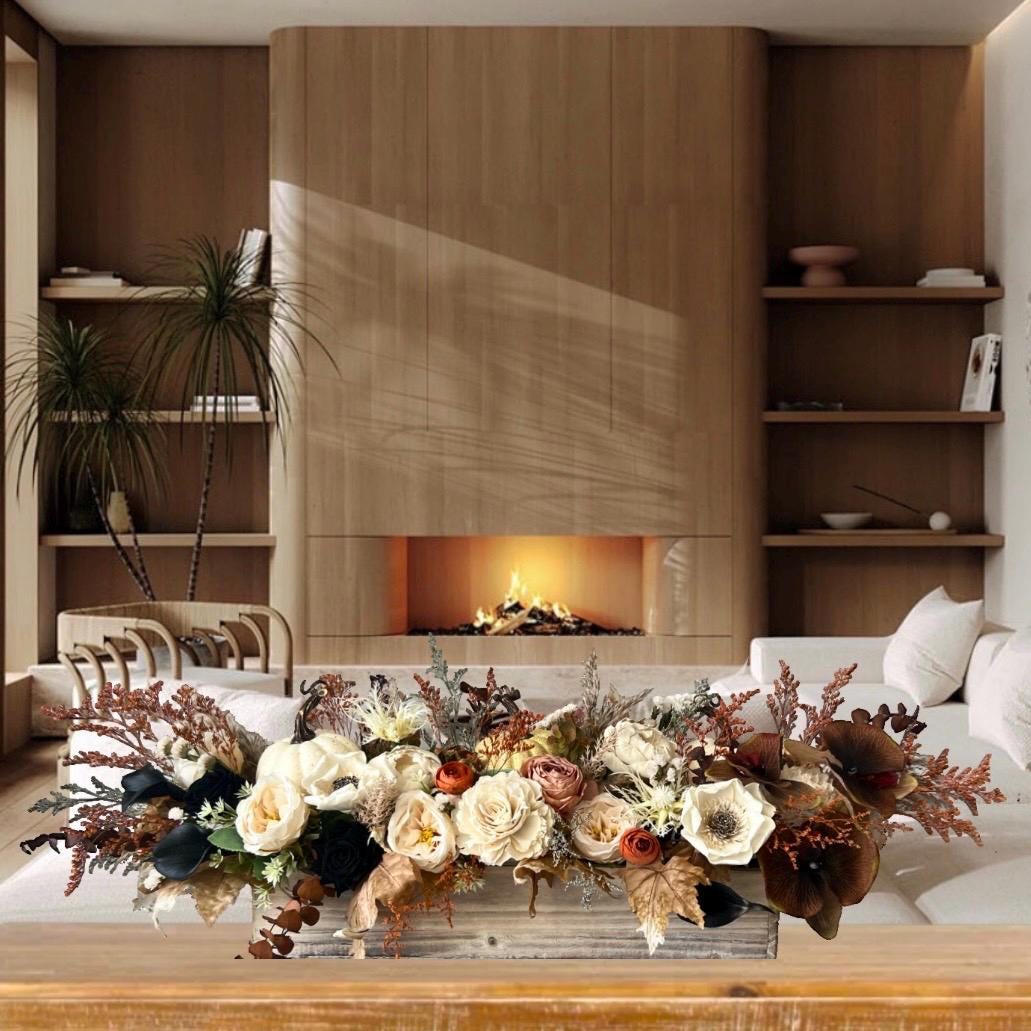 Extra Large Fall Centerpiece: Pumpkin & Sola Wood Flower Arrangement - Etsy