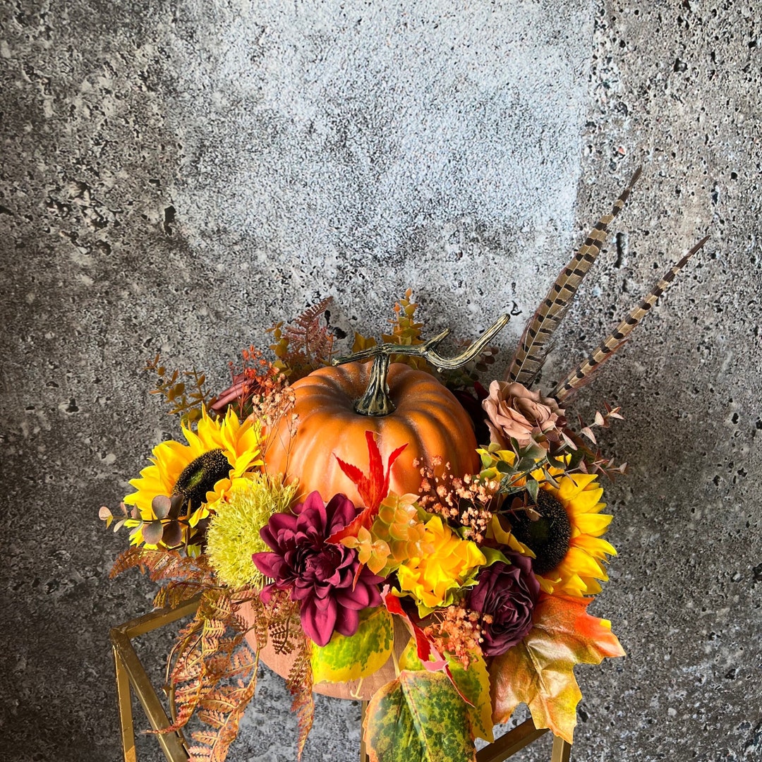 Pumpkin Decor, Thanksgiving Table Arrangement, Thanksgiving Centrepiece ...