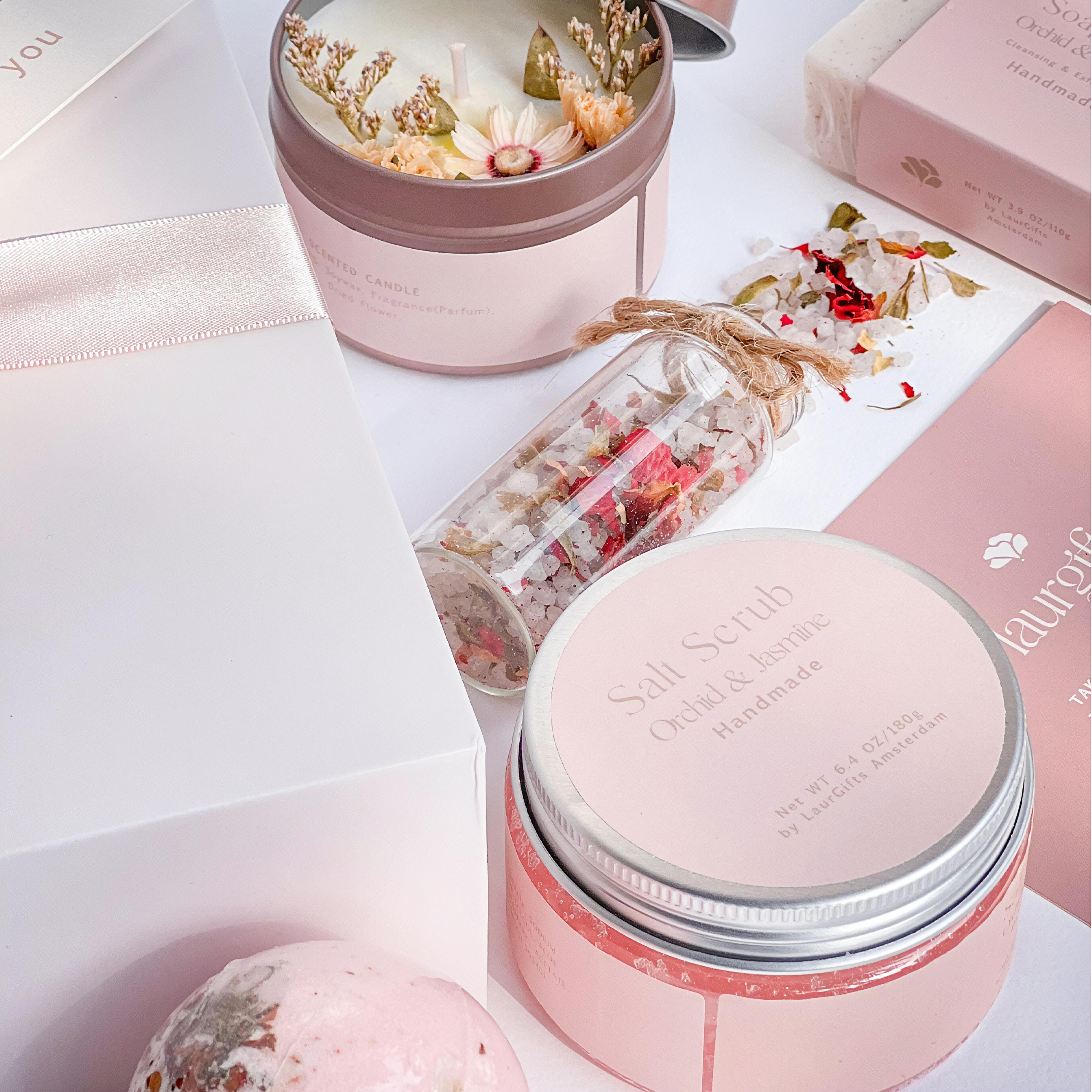 Spa Gift Box Flower Scented Candle, Soap Bar, Shower Steamer Self-care ...