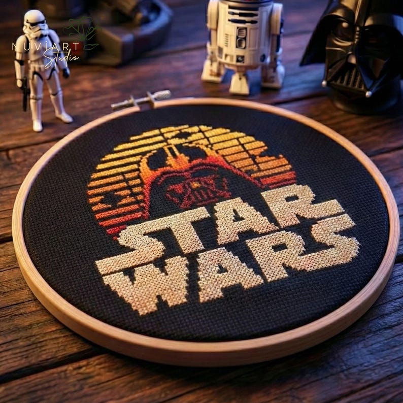 Darth Vader Cross Stitch Pattern, Easy Beginner Sci-fi Embroidery ...
