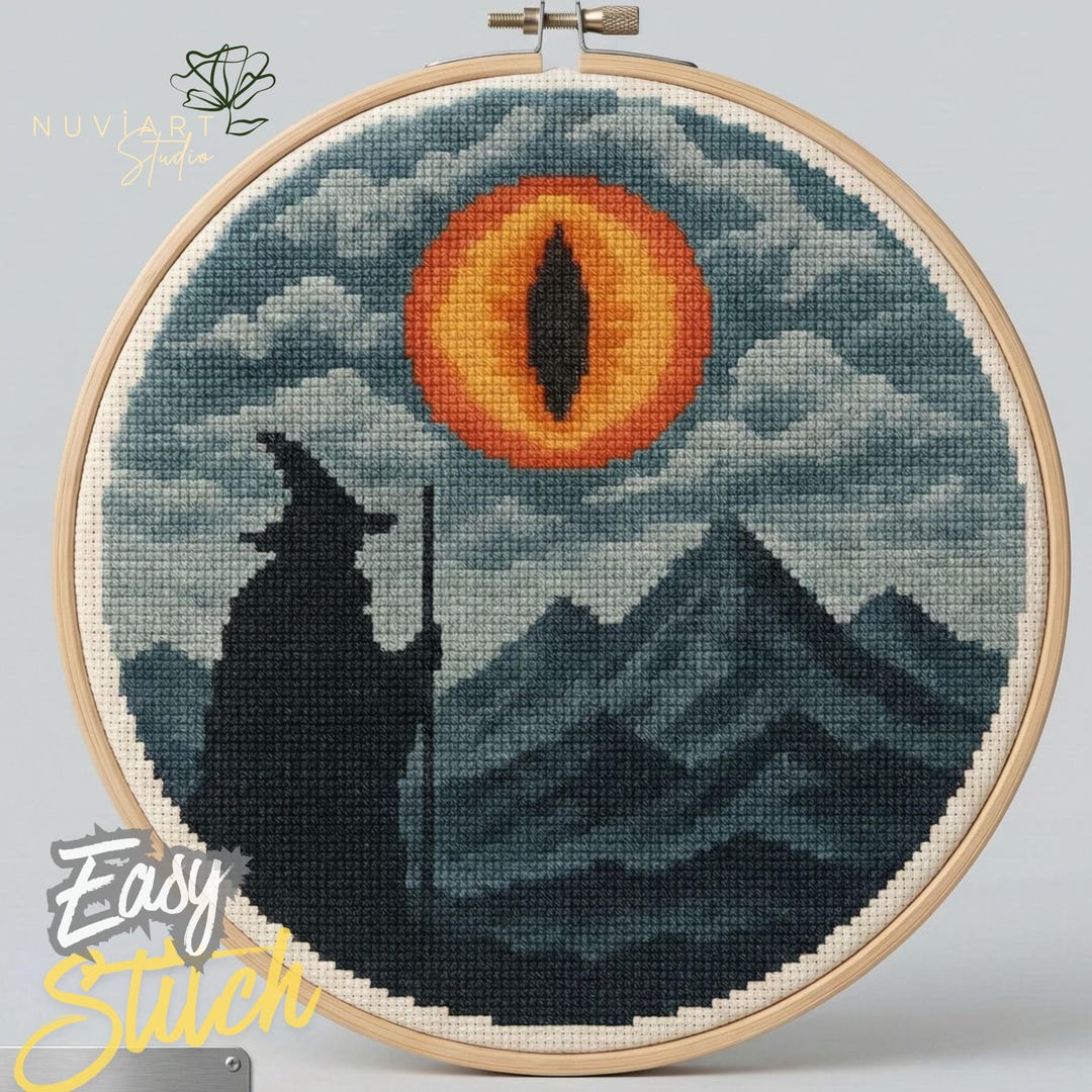 Eye of Sauron Cross Stitch Pattern PDF, LOTR Embroidery, Fantasy Wizard Wall Art - Etsy