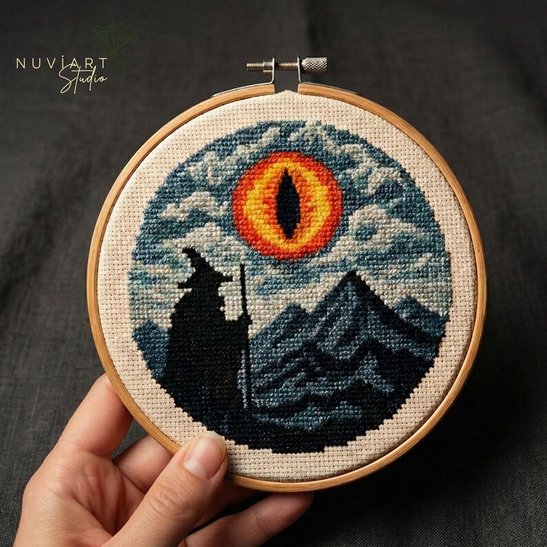 Eye of Sauron Cross Stitch Pattern PDF, LOTR Embroidery, Fantasy Wizard Wall Art - Etsy