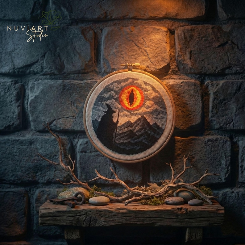 Eye of Sauron Cross Stitch Pattern PDF, LOTR Embroidery, Fantasy Wizard Wall Art - Etsy