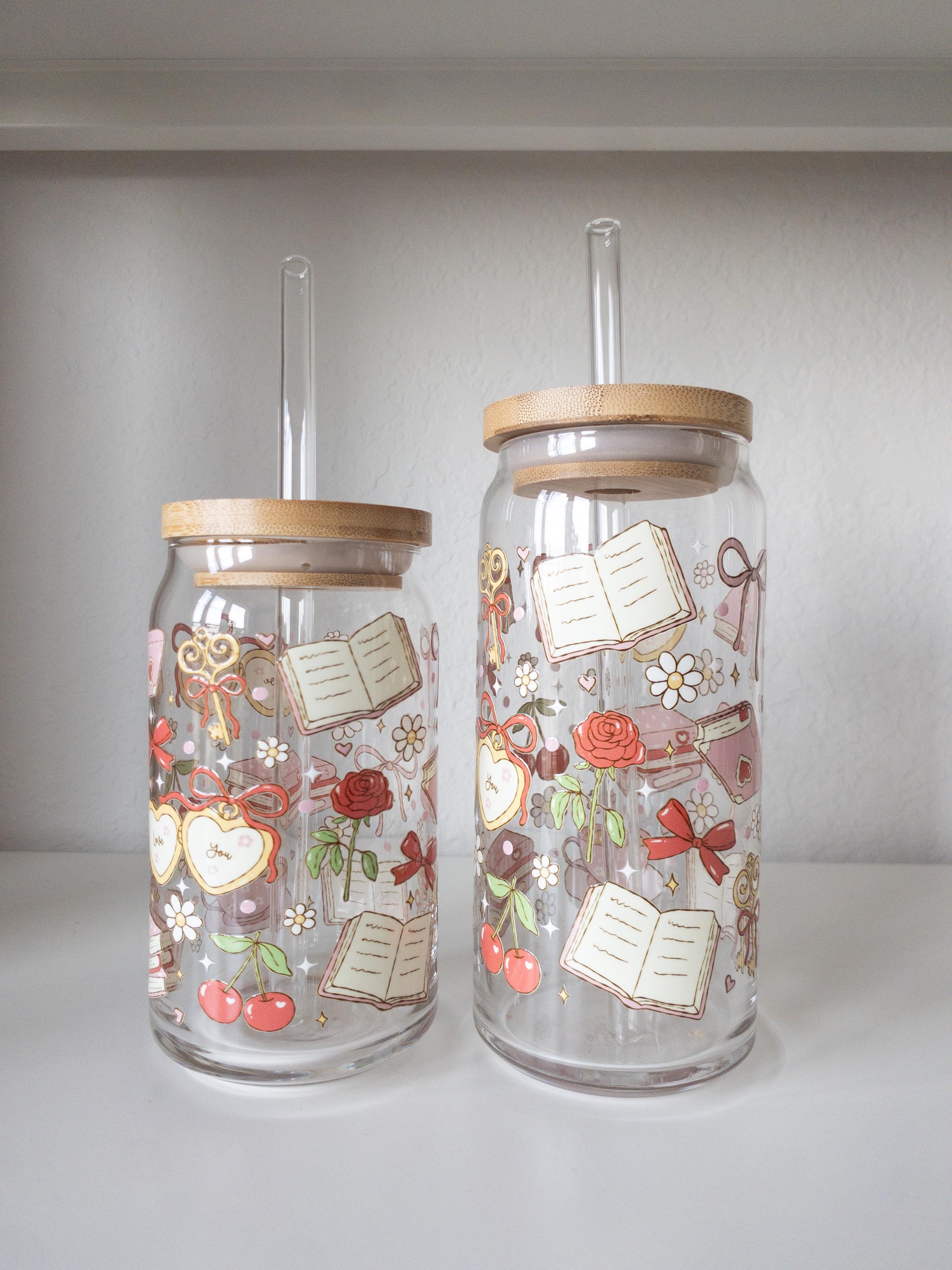 Bookish Iced Coffee Cup, Romance Glass Cups With Lid & Straw, Book ...
