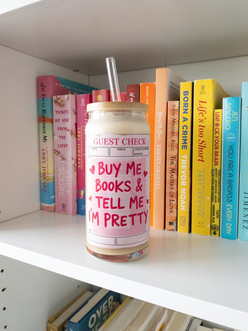 Bookish Iced Coffee Cup, Romance Glass Cups With Lid & Straw, Book ...