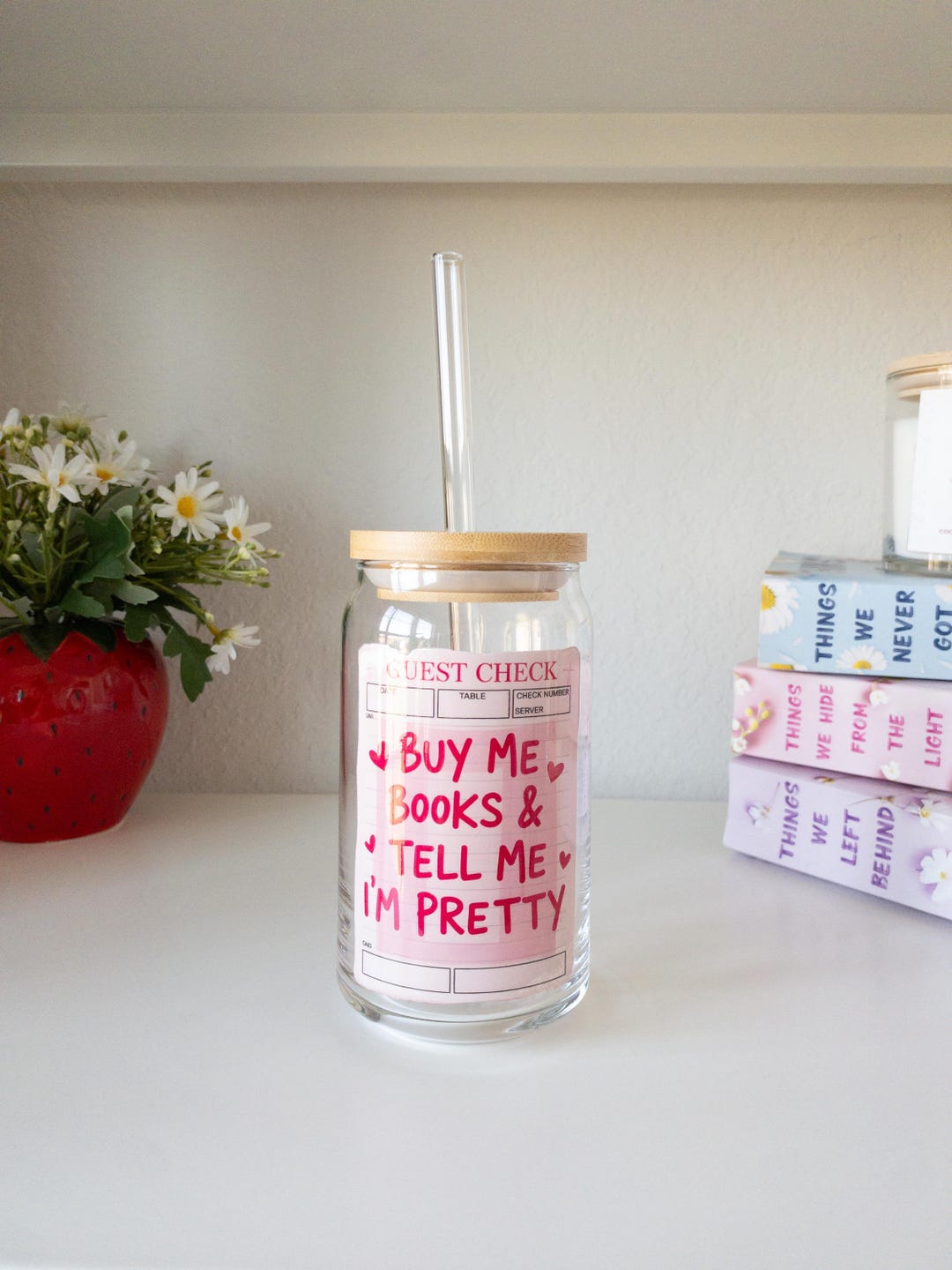 Bookish Iced Coffee Cup, Romance Glass Cups With Lid & Straw, Book ...