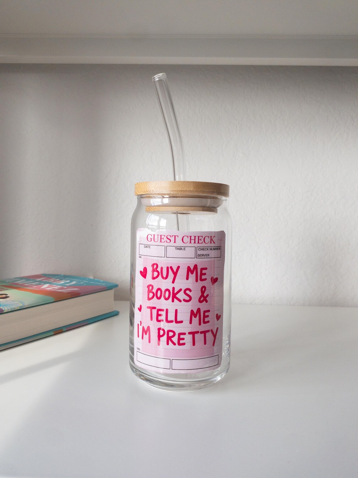 Bookish Iced Coffee Cup, Romance Glass Cups With Lid & Straw, Book ...