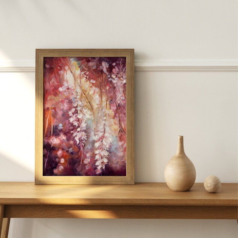 Burgundy Bloom Art Print, Giclée Print of Floral Oil Painting, Moden Impressionist Wall Decor ...