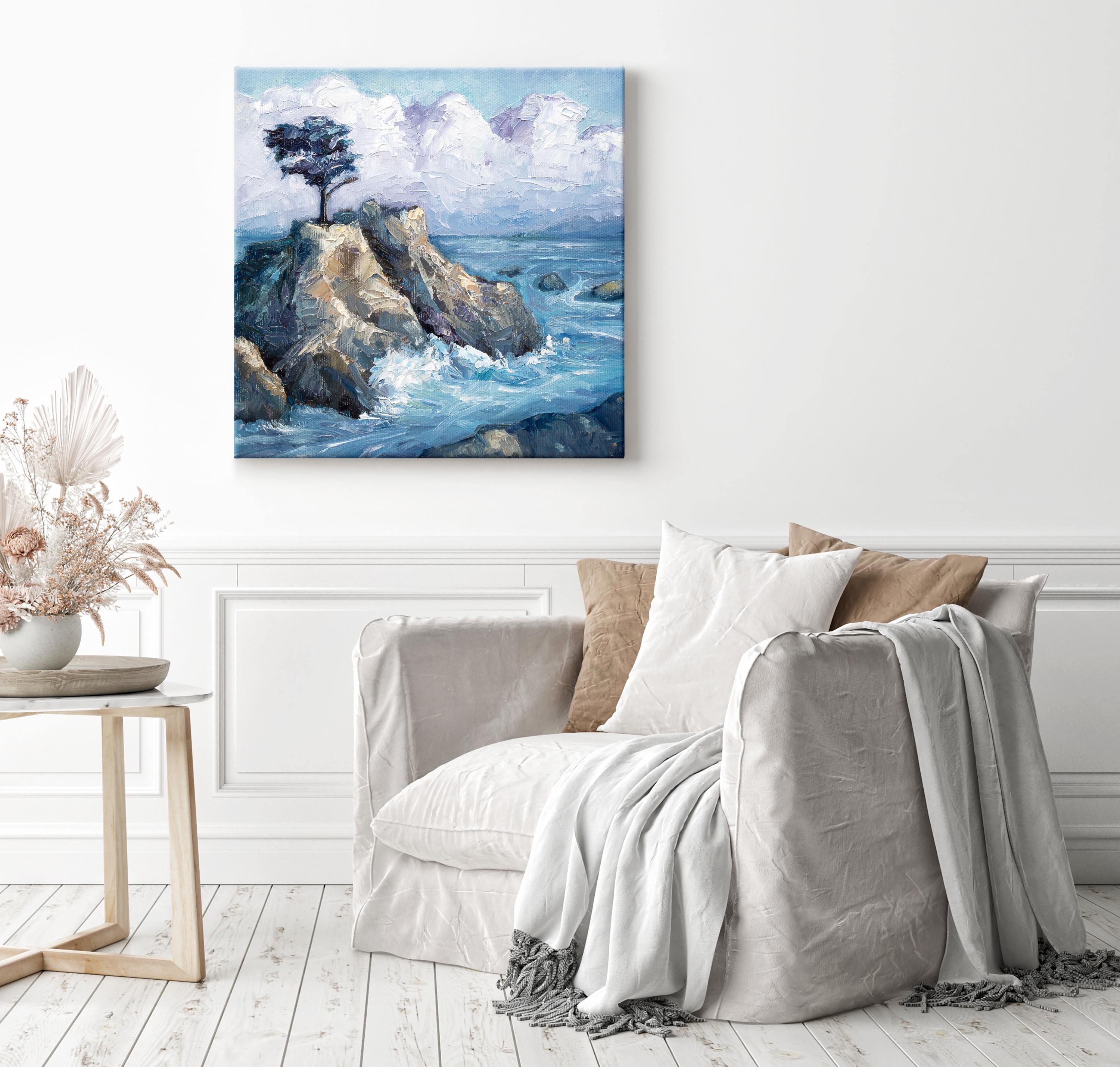 Custom Size Lone Cypress Oil Painting, Commission Handpainted ...