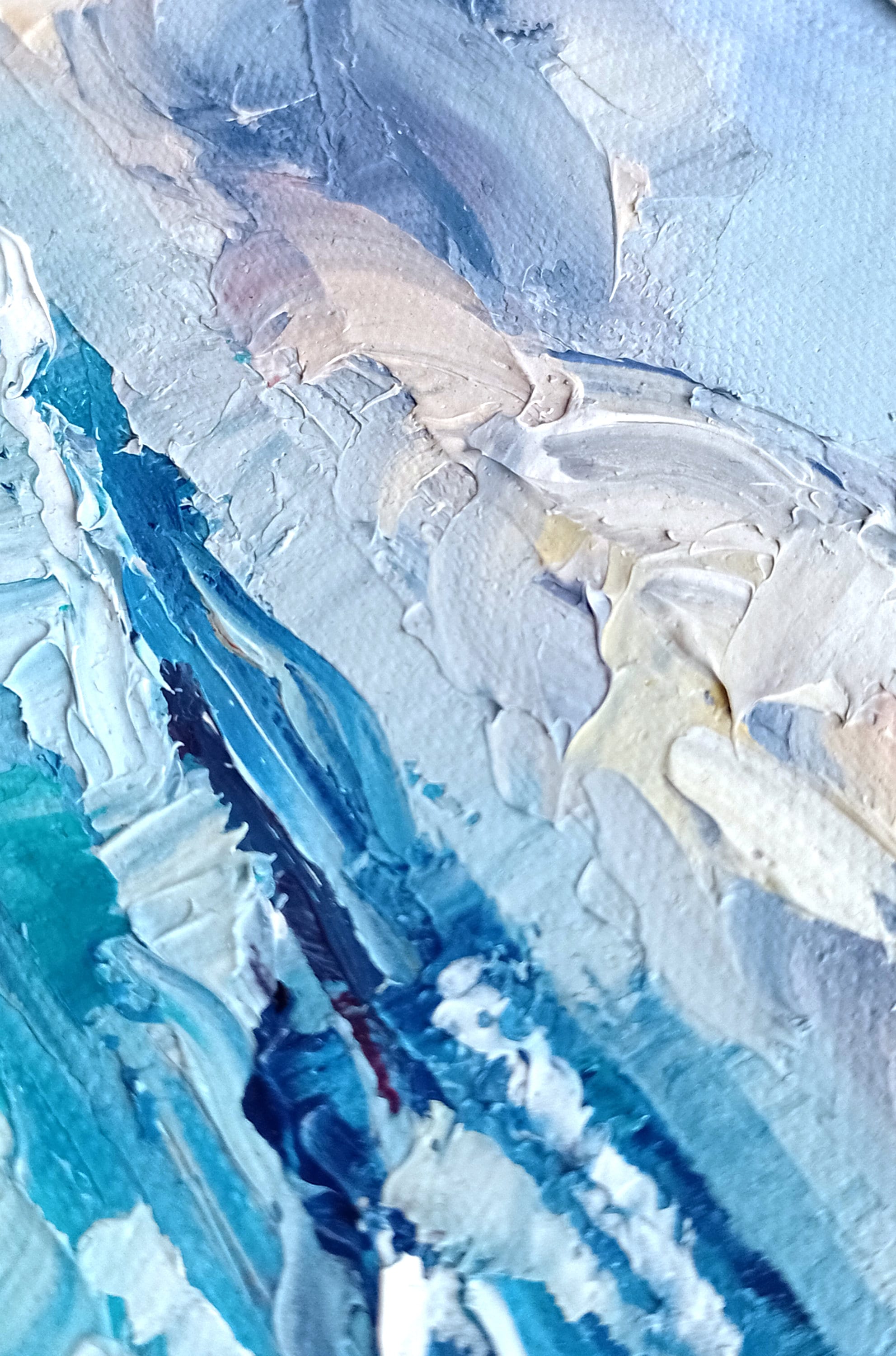 Impasto Beach Landscape Oil Painting, Hawaii Seascape With Clouds ...