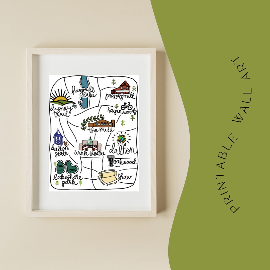 Dalton Georgia Map Printable Art - Etsy