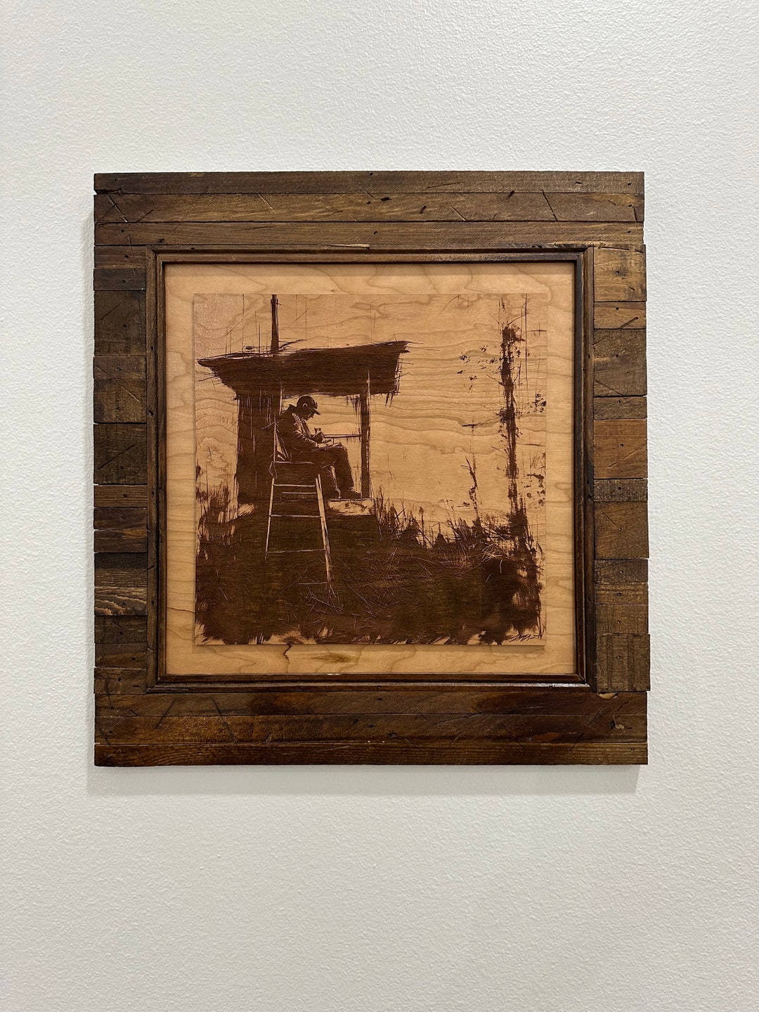 Man in a Deer Stand in 12x12 Frame | Laser Engraving, Home Decor, Man ...