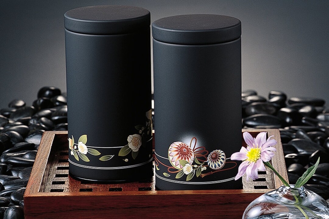 Black Japanese Tea Storage Jars Caddy Kitchen Camellia Suitable for ...