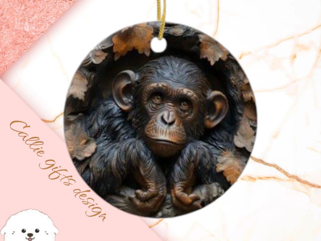 Chimpanzee Ornament, Custom Chimpanzee Ornament, Chimpanzee Gift ...