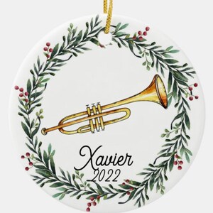 Trumpet Christmas Ornament, Personalized Trumpet Ornament, Trumpet Gift ...