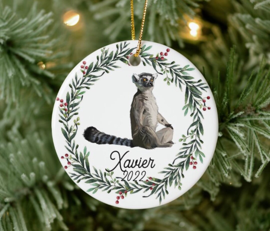 Lemur Christmas Ornament, Personalized Lemur Ornament, Lemur Gift ...