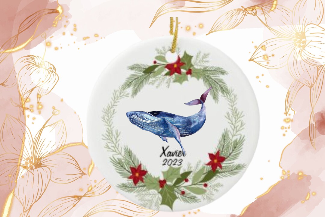 Blue Whale Ornament, Custom Blue Whale Ornament, Blue Whale Gift, Blue ...
