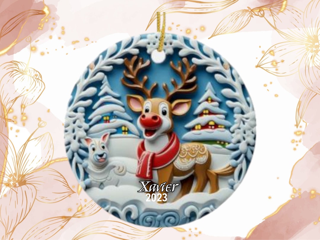 Reindeer Christmas Ornament Personalized Reindeer Ornament - Etsy