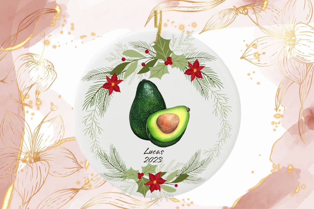 Avocado Christmas Ornament, Personalized Avocado Ornament, Avocado Gift ...