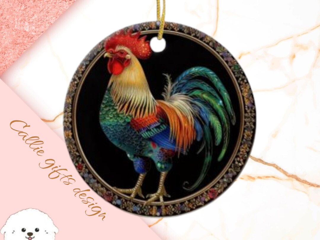 Rooster Christmas Ornament, Personalized Rooster Ornament, Rooster Gift ...