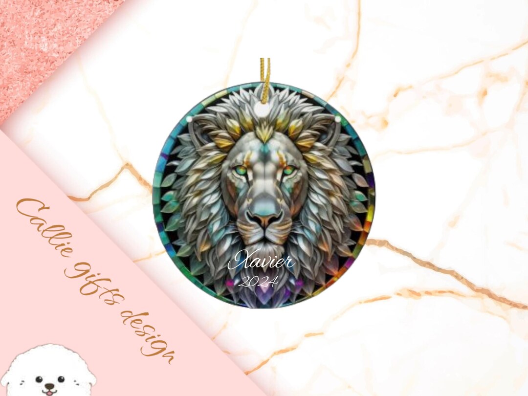 Lion Christmas Ornament, Personalized Lion Ornament, Lion Gift, Lion ...