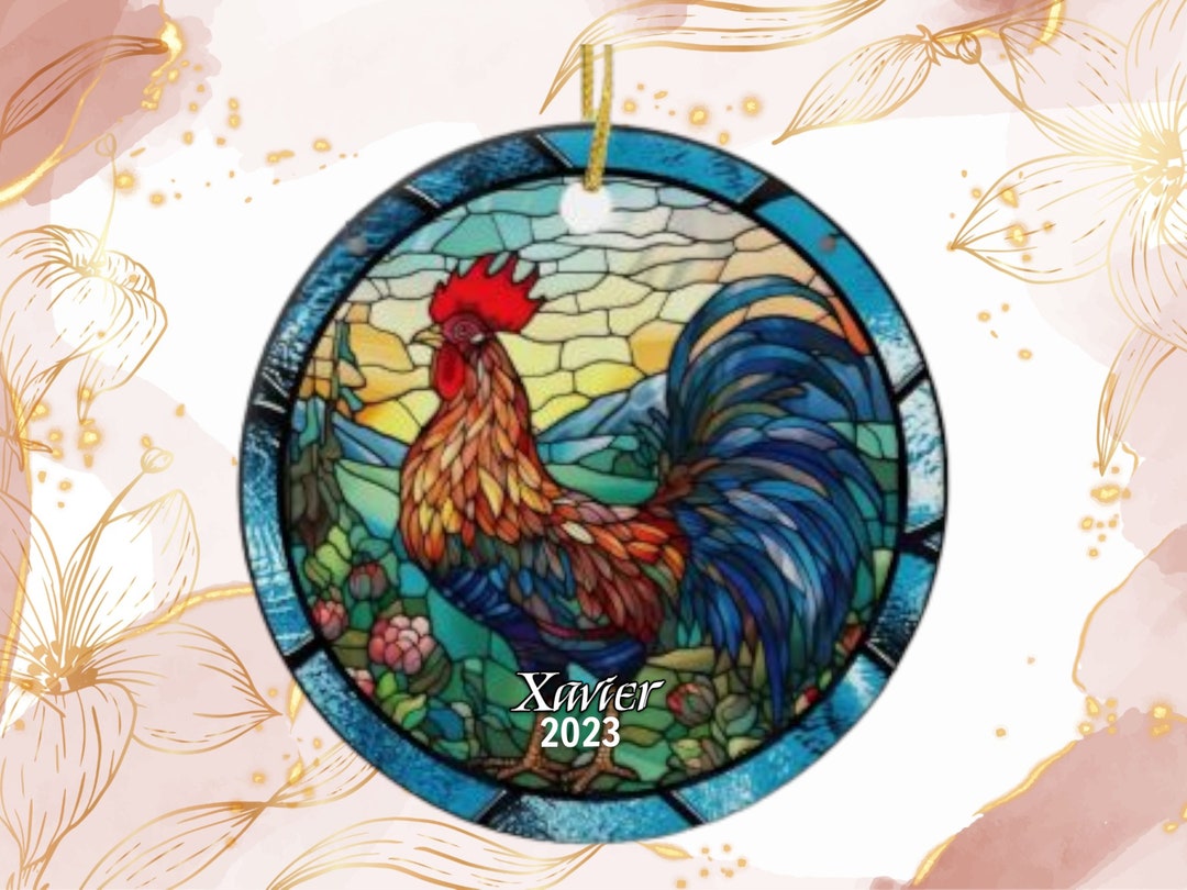 Rooster Christmas Ornament, Personalized Rooster Ornament, Rooster Gift ...