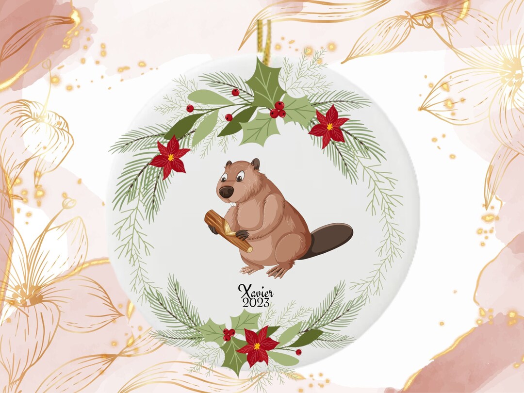 Beaver Christmas Ornament, Personalized Beaver Ornament, Beaver Gift ...