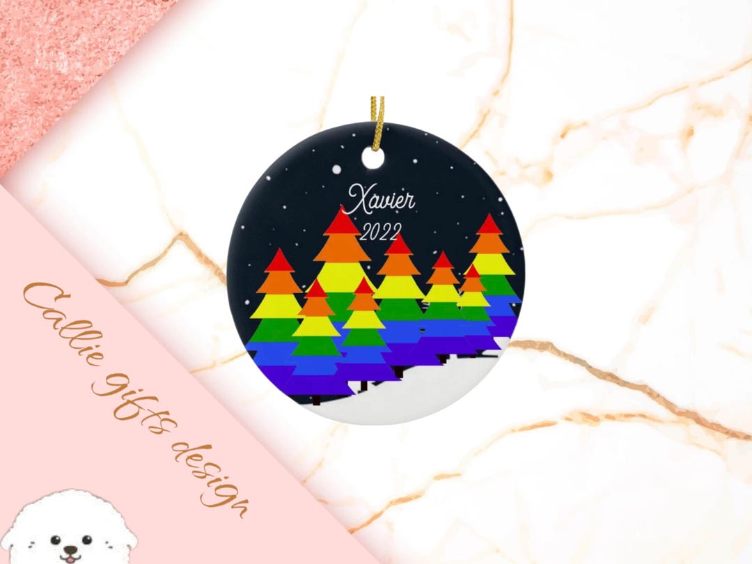LGBT Christmas Pine Trees Ornament, Rainbow Pine Trees, LGBT Pride Gift ...