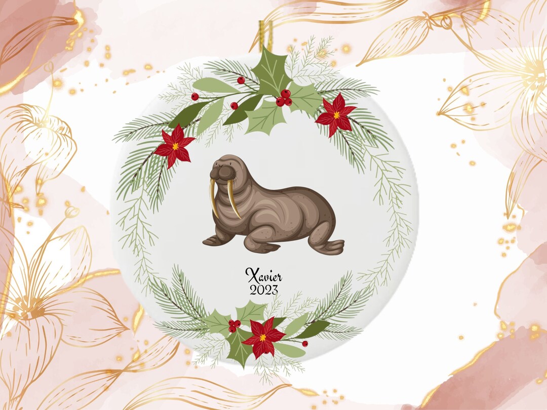 Walrus Christmas Ornament, Personalized Walrus Ornament, Walrus Gift ...