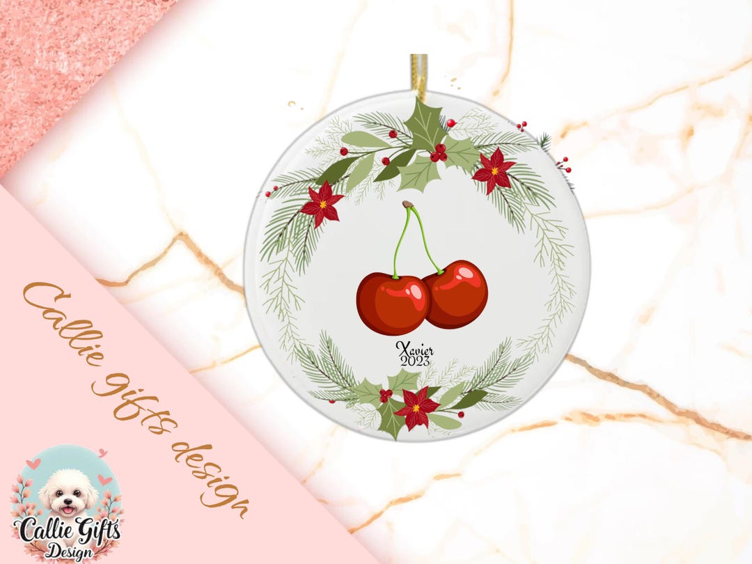 Cherry Christmas Ornament, Personalized Cherry Ornament, Cherry Gift ...