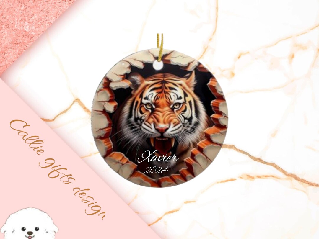 Tiger Christmas Ornament, Personalized Tiger Ornament, Tiger Gift ...
