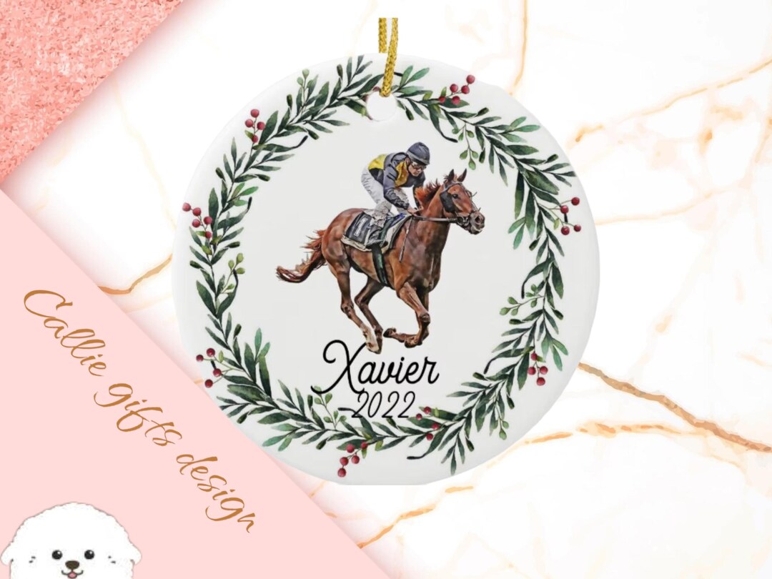 Horse Racing Christmas Ornament, Personalized Horse Racing Ornament ...