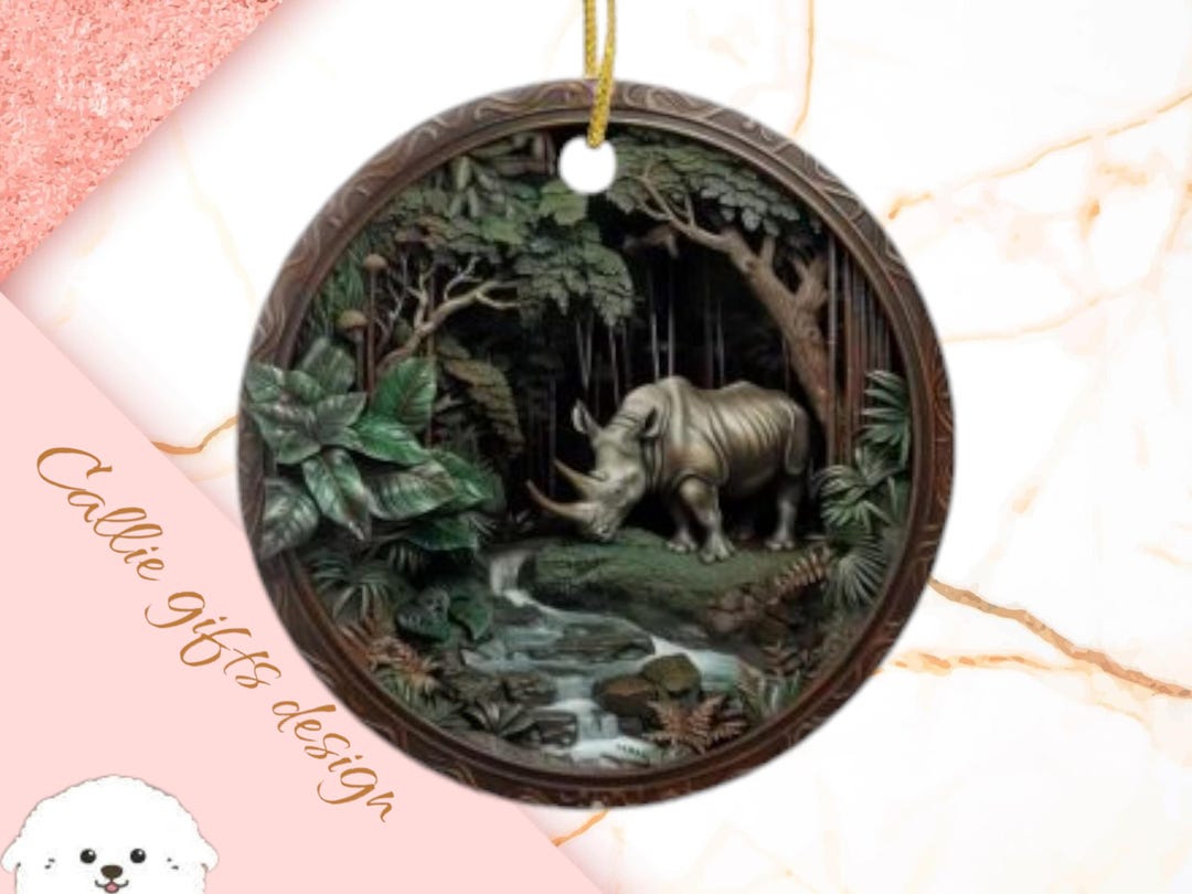 Rhinoceros Christmas Ornament, Personalized Rhinoceros Ornament ...