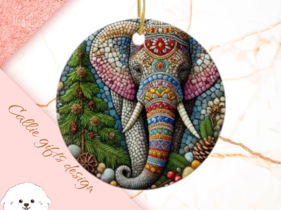 Elephant Christmas Ornament, Personalized Elephant Ornament, Elephant ...