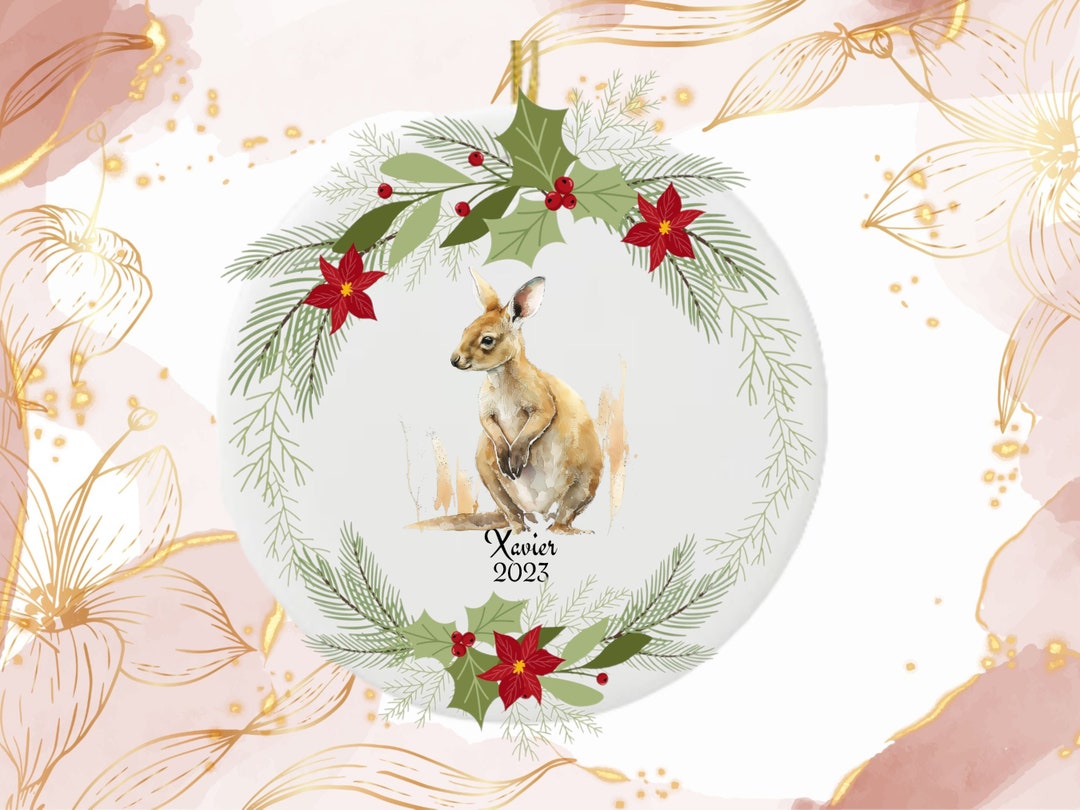 Kangaroo Christmas Ornament, Personalized Kangaroo Ornament, Kangaroo ...