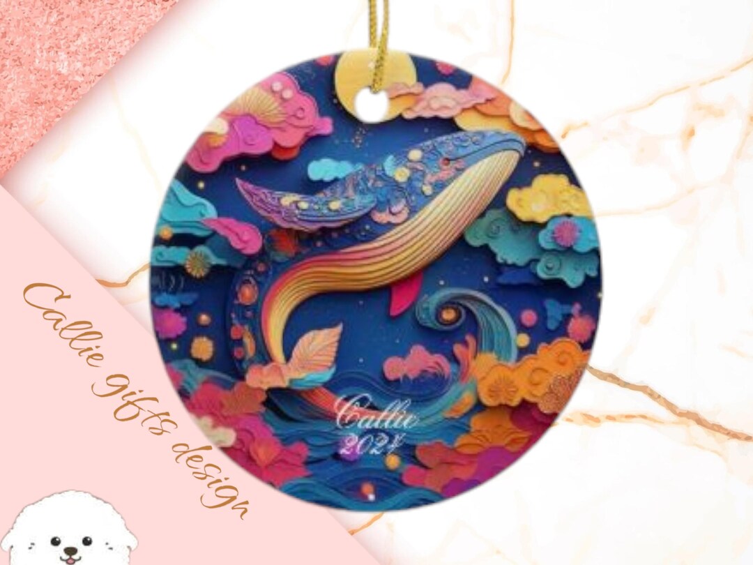Blue Whale Ornament, Custom Blue Whale Ornament, Blue Whale Gift, Blue ...