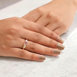 14k Ruby Ring, Solid Gold Ruby Wedding Band for Women, Minimalist ...