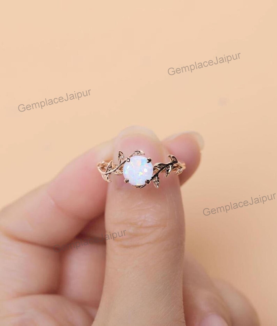Twig Opal Engagement Ring, Unusual Branch Wedding Ring for Woman, Rose ...