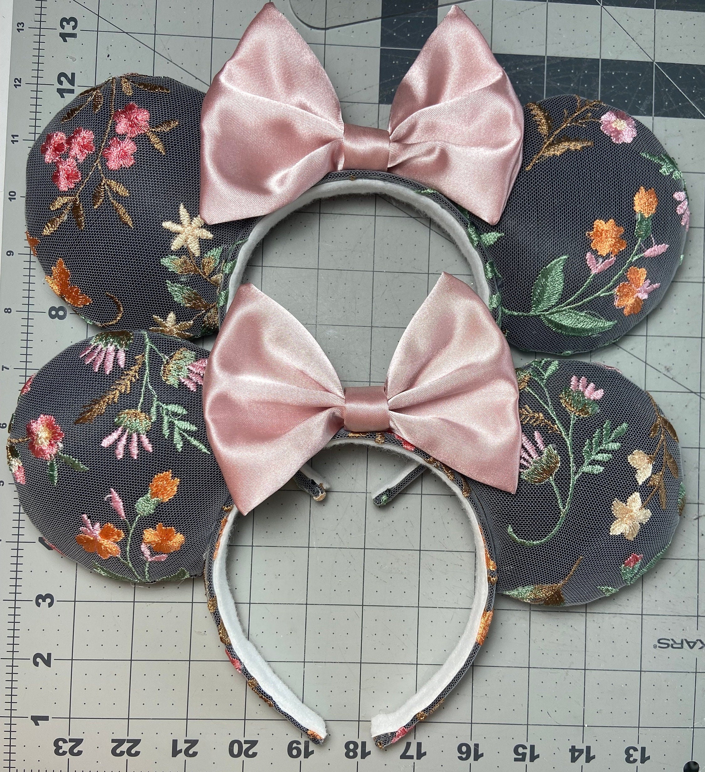 Flower Embroidered Ears in Black - Etsy