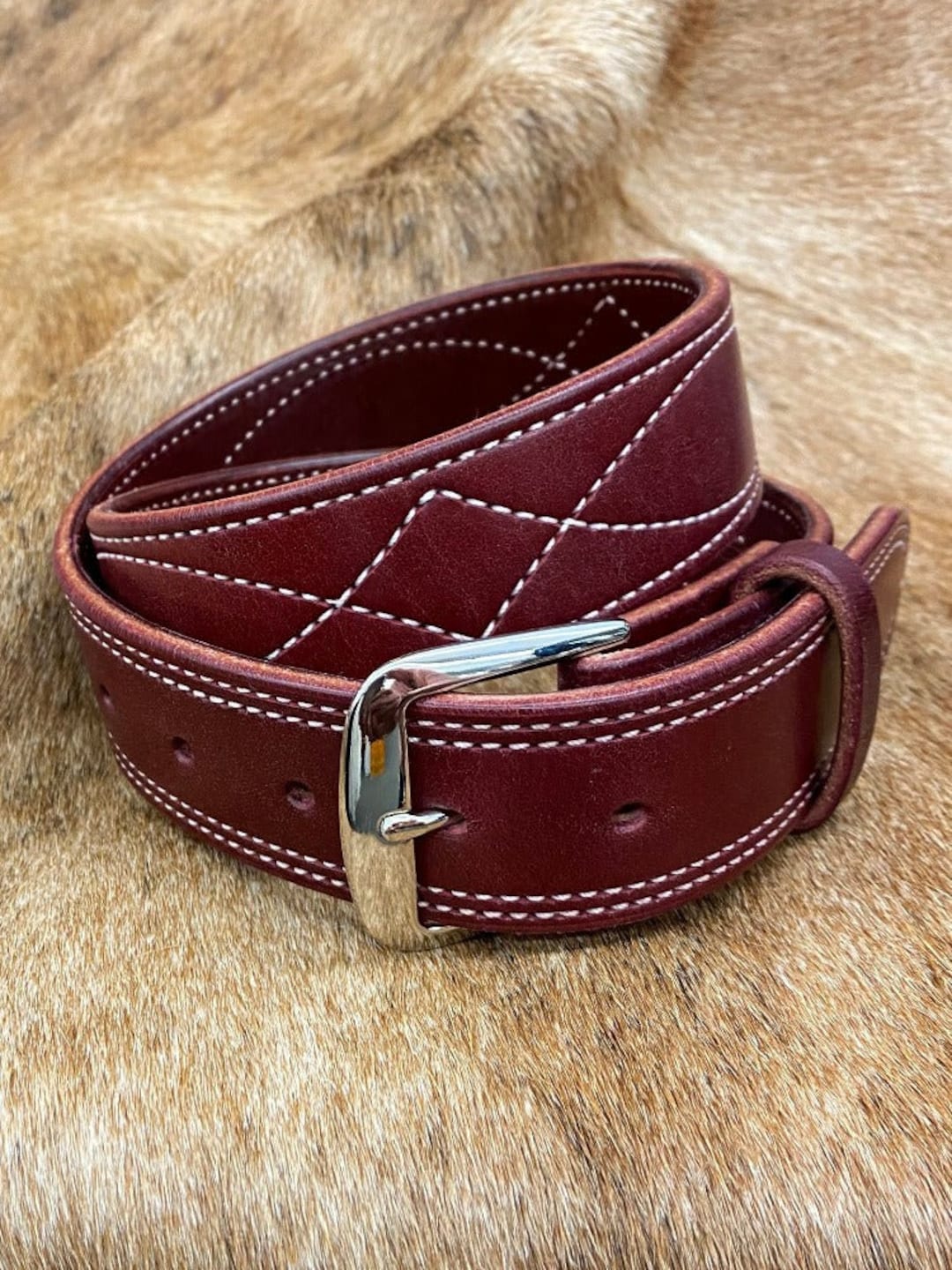 Cowboy Stitch Belt- Latigo - Etsy