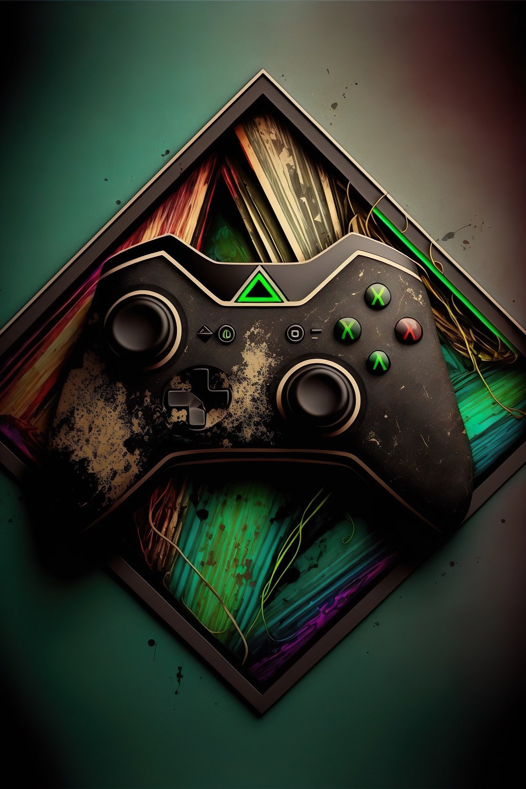 Abstract Neon Gaming Controller Art | Digital Gaming Art | Gaming ...