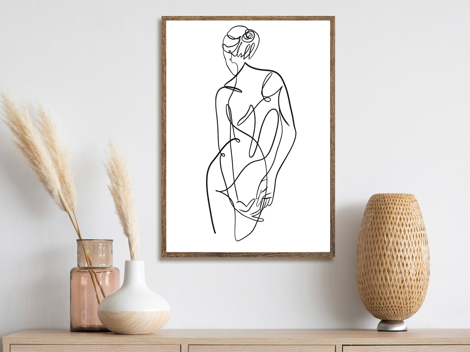 Standing Woman, Line Drawing Woman, Woman Body Art, Feminist Print, One ...