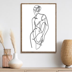 Standing Woman, Line Drawing Woman, Woman Body Art, Feminist Print, One ...
