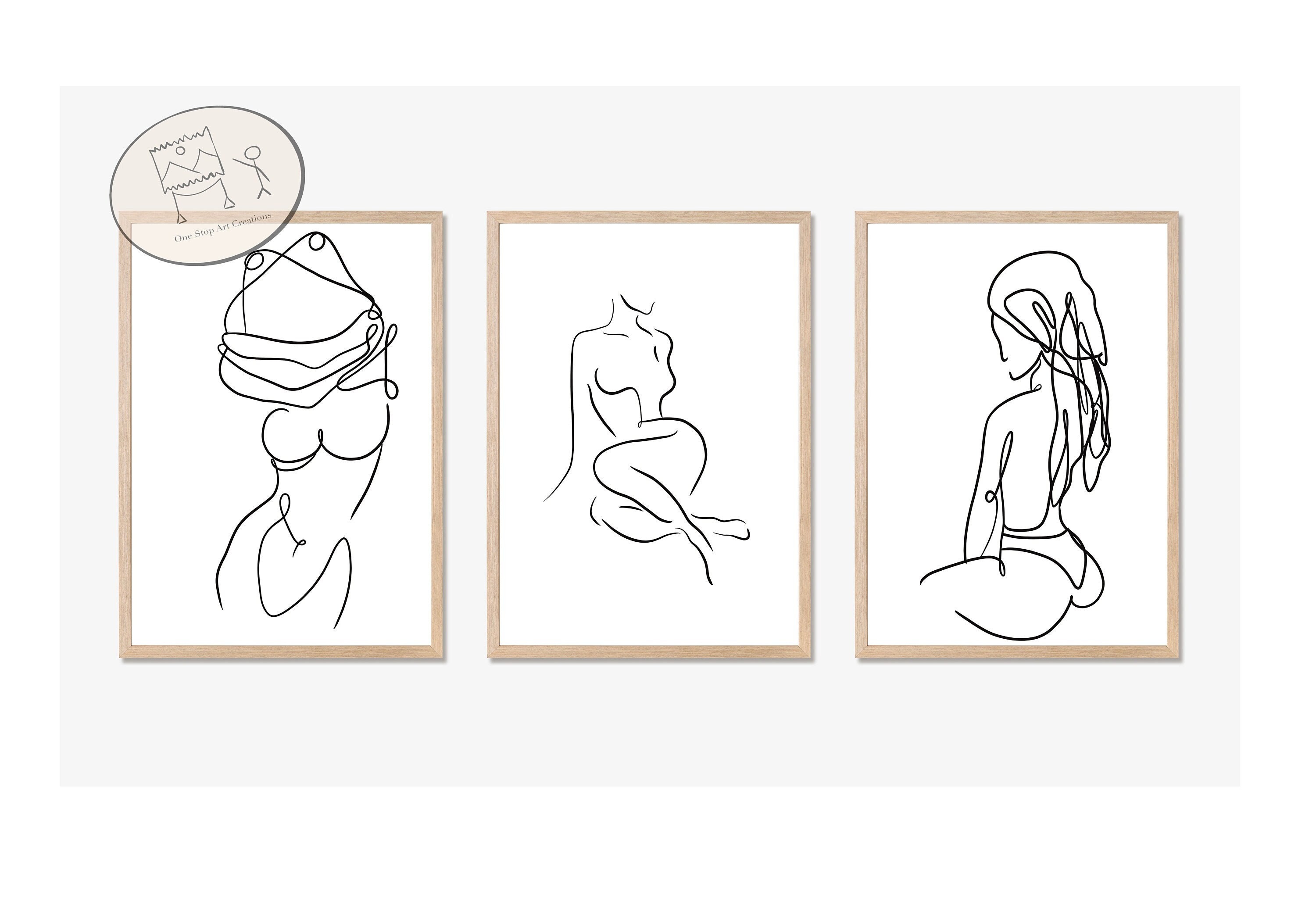 Woman Line Art Print, Female Figure Line Art Set, Woman Art Print Set ...