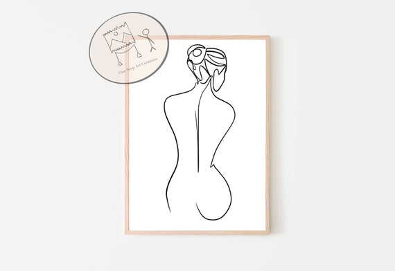 Woman Sitting Line Drawing Woman Woman Body Art Feminist - Etsy